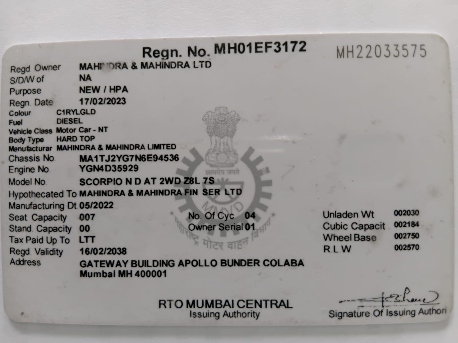 Buy Used Mahindra Scorpio N Z8L Diesel AT BSVI of 2023 model @ 18 ...