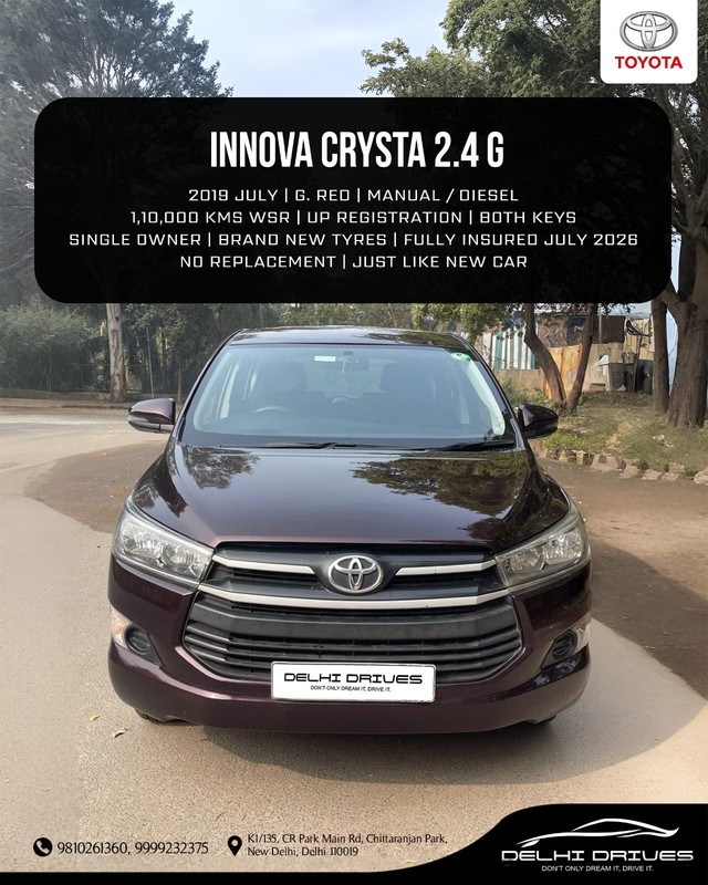 Used 2019 Toyota Innova Crysta 2393 cc Diesel Manual Car in New Delhi ...